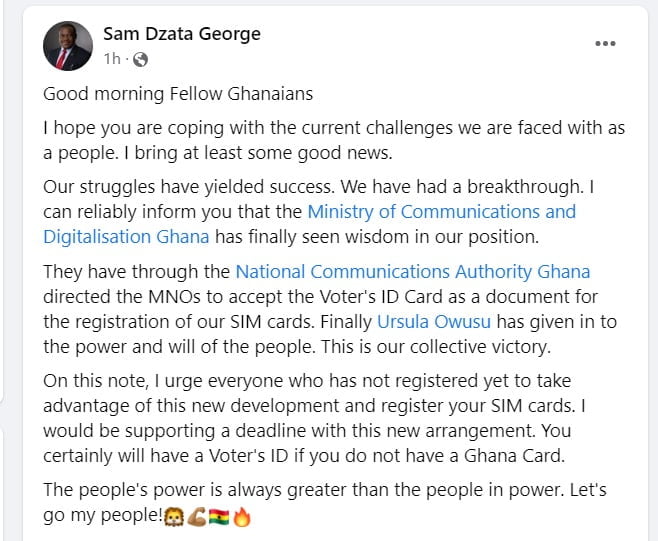 Sam George: 'Breakthrough, Voter's Id Card Can Now Be Used To Register ...