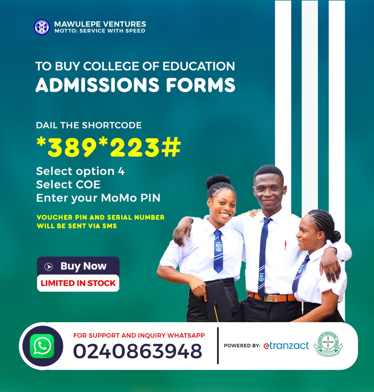 Buy Colleges of Education (CoE) Forms with Short Code, Momo